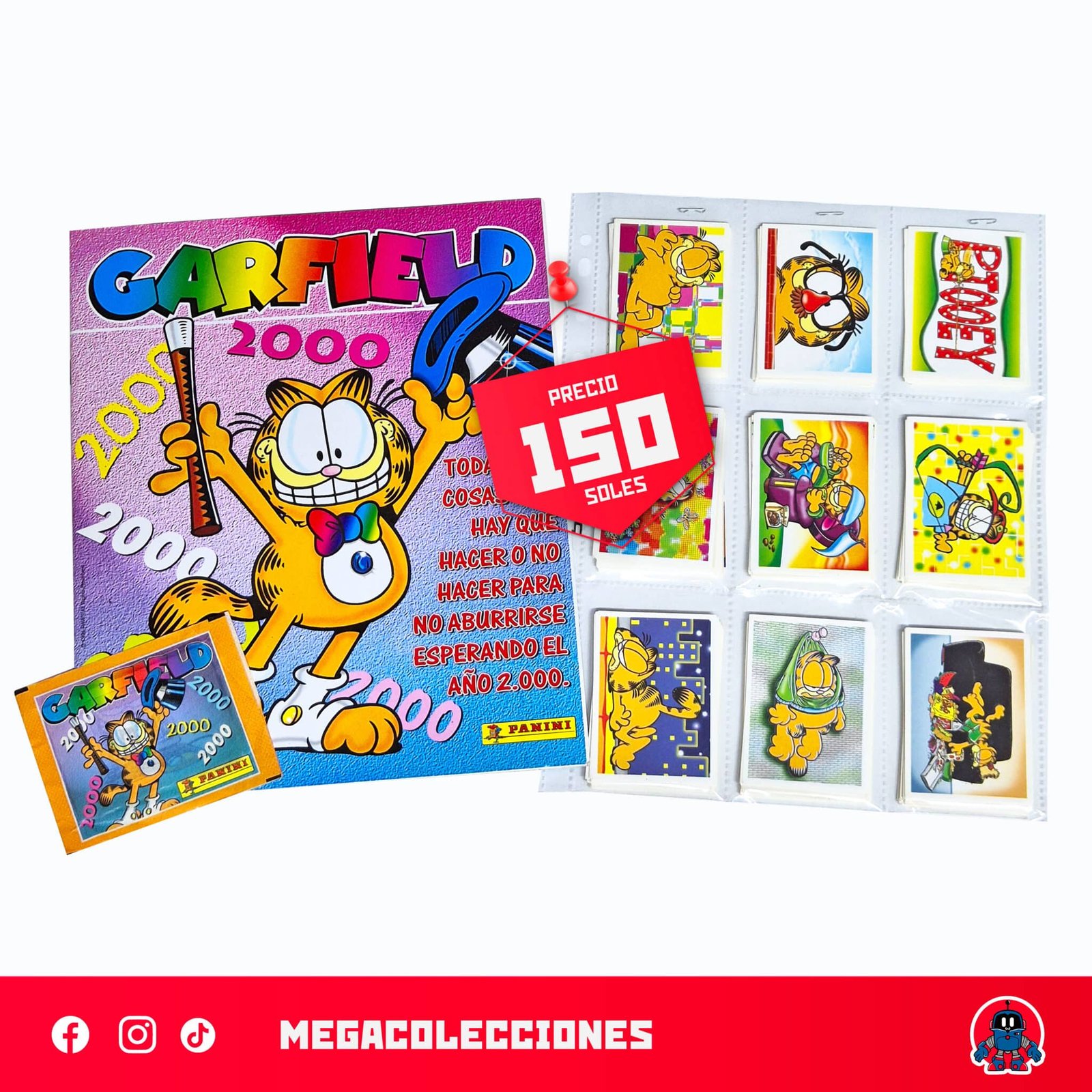 Álbum Garfield 2000 (Panini) + Set completo de figuras para pegar ...