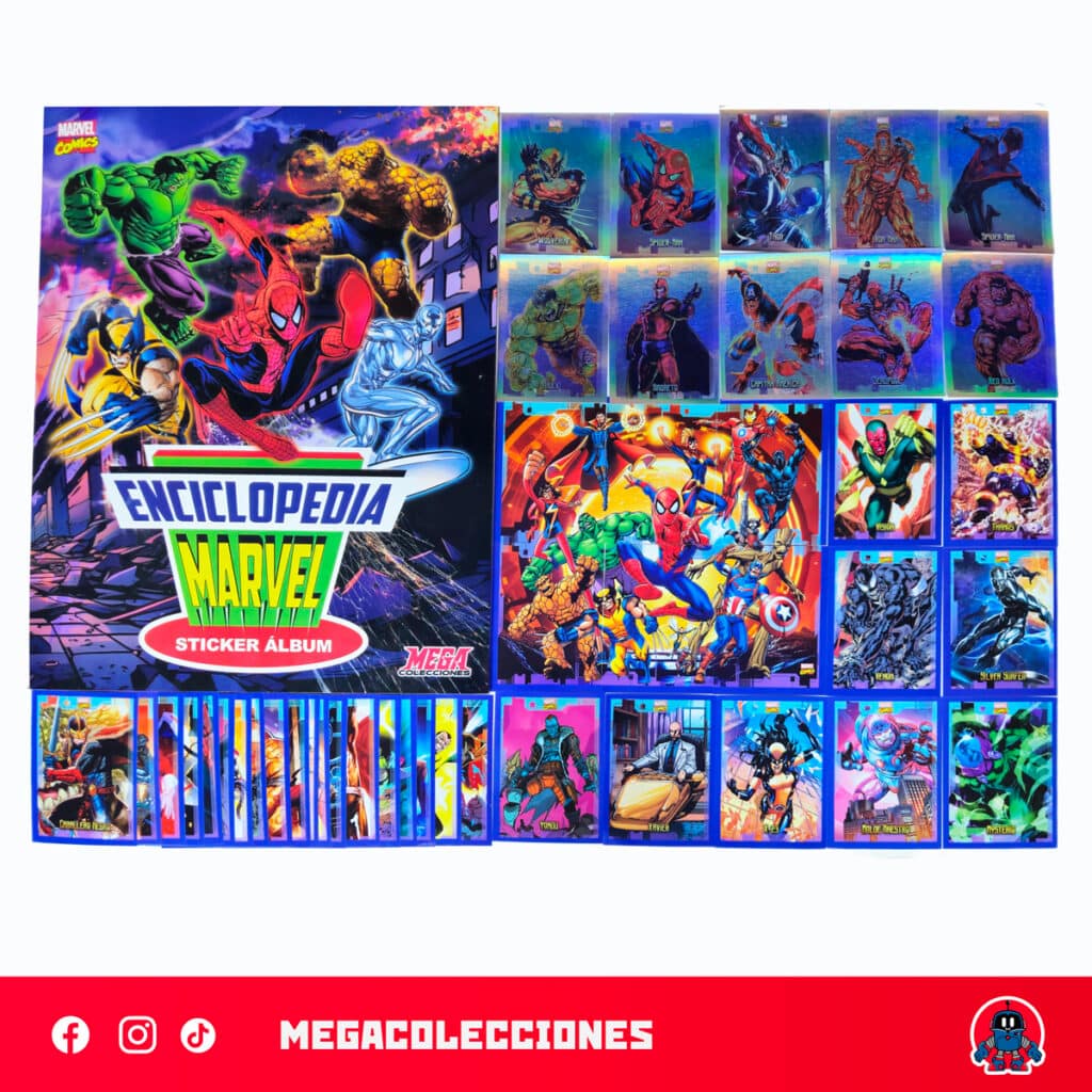 Álbum Enciclopedia Marvel + Set completo de figuras para pegar ...