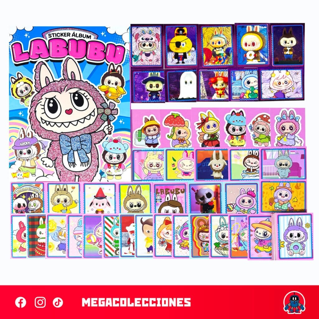 Álbum Labubu (Woow Stickers) + Set completo de figuras para pegar ...